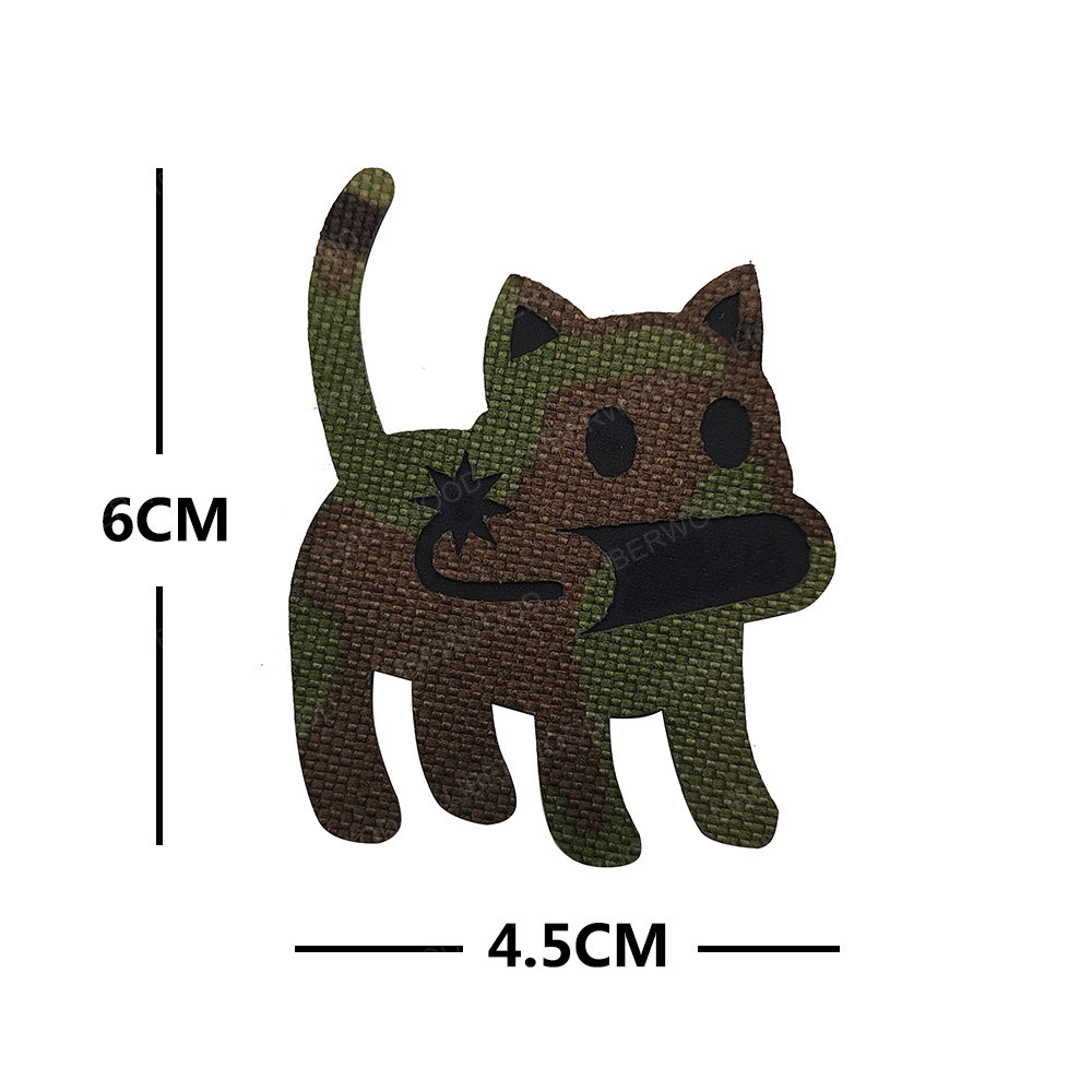 Funny Camo Cat Bite Bomb Reflective Patch Glow In The Dark Tactical ...