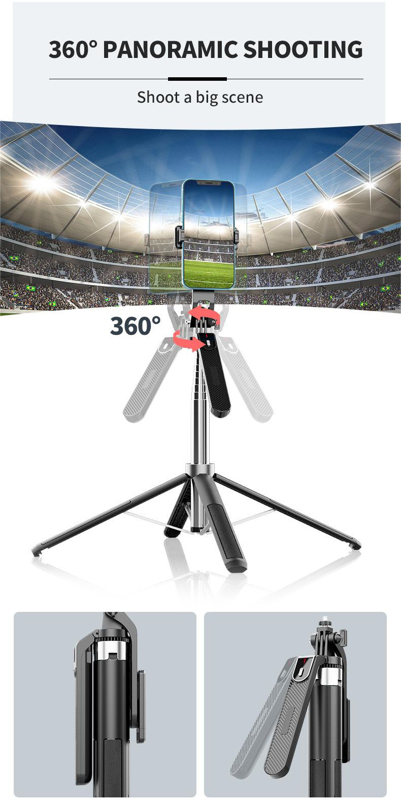 P185 gimbal 1800mm Wireless Selfie Stick Tripod Stand Foldable Monopod ...