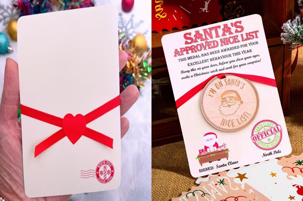 Santa Claus Souvenir Badge Xmas Badge Wooden Medal Handcrafted Santa ...