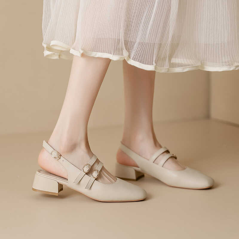 2B Ang Tunay Leather Toe Cap Sandals Para Sa May Makapal Takong, Tag ...