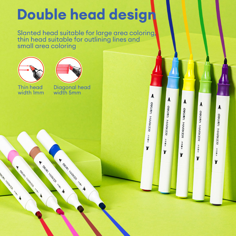 Deli 36 Color Water Based Marker Pen Double Head Design 1mm/5mm DIY ...