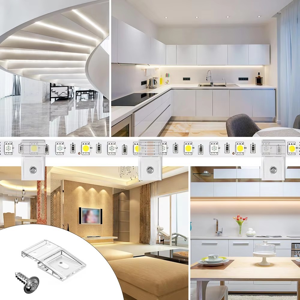 LED Strip Light Mounting Fixing on Wall Clips - Self-Adhesive Wire ...