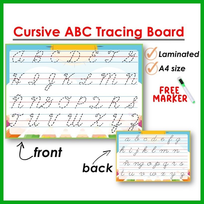 CURSIVE Tracing LAMINATED NAME TRACE, ALPHABET writing for kid A4 size ...