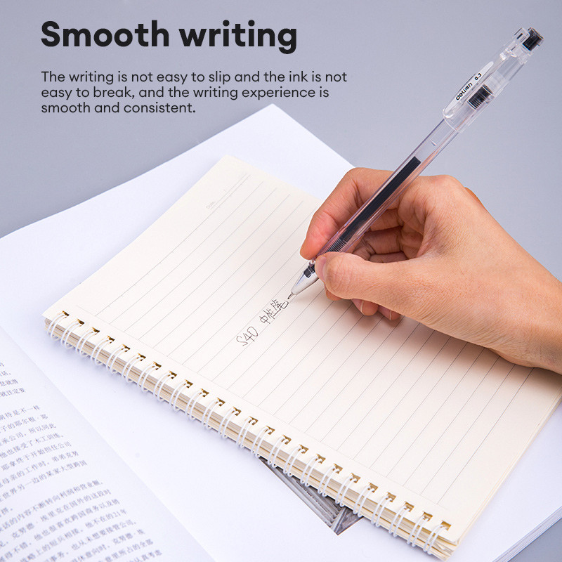 Deli 12Pcs Black Ink Gel Pen 0.3mm/0.35mm/0.5mm Mini Tip Student ...