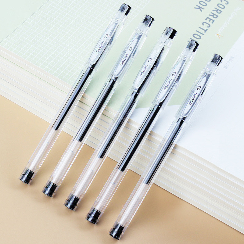 Deli 12Pcs Black Ink Gel Pen 0.3mm/0.35mm/0.5mm Mini Tip Student ...