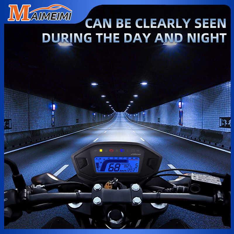 Universal 3 Motorcycle Digital Speedometer Tachometer Dashboard 10000 ...