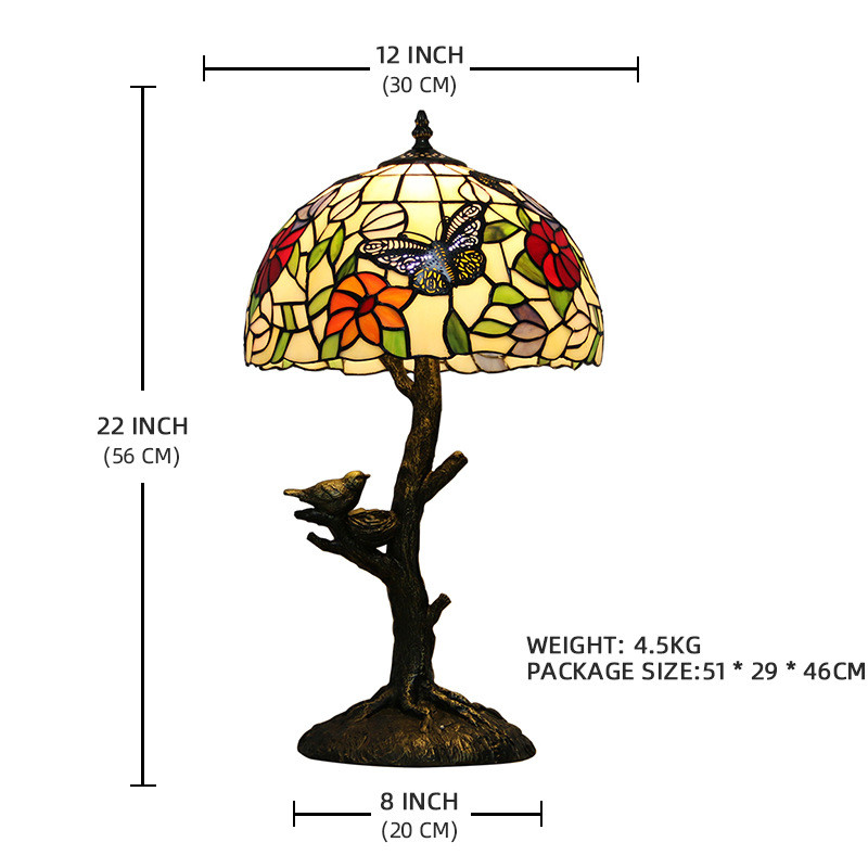 12 Inch Table Lamps 30cm Retro Manual Stained Glass Lampshade Tiffany ...