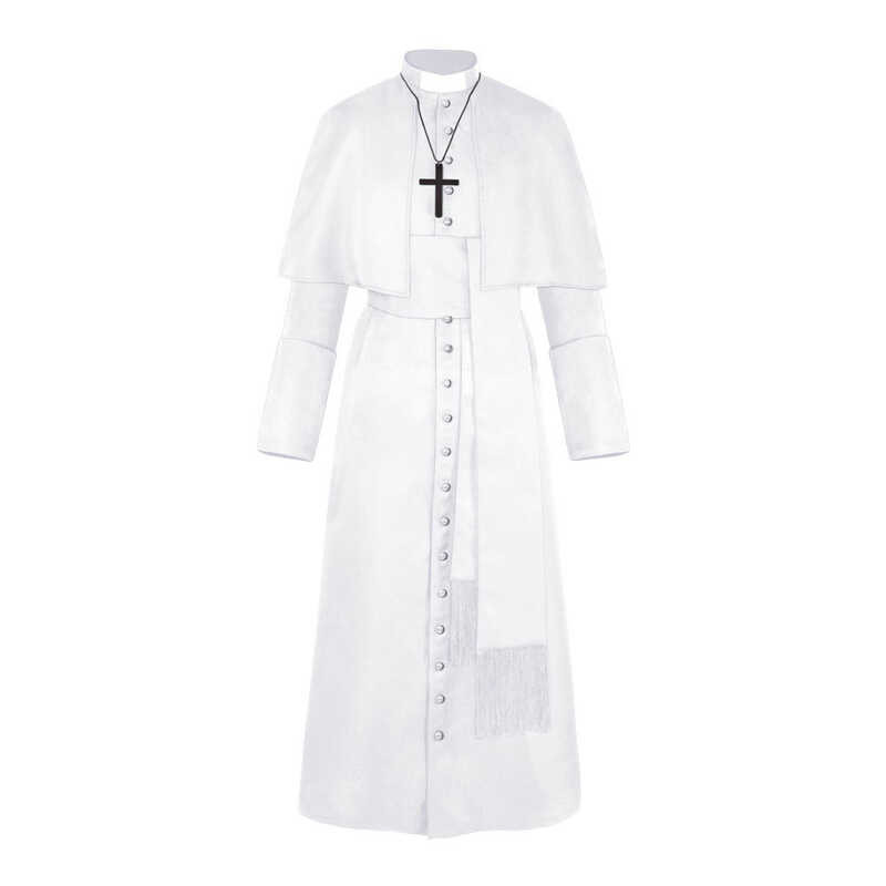 Medieval Vintage Priest Uniform Halloween Men Pope Pastor Cloak Cape ...