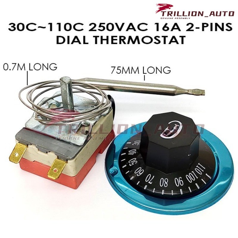 30C~110C 250VAC 16A Dial Thermostat Temperature Control Switch Oven ...