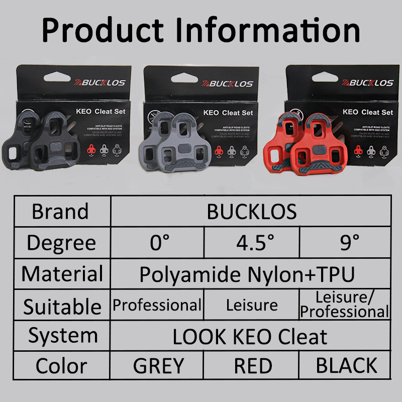 BUCKLOS LOOK KEO Cleat Attachment Road Bike Anti-Slip 0/4.5/9° Cleats ...