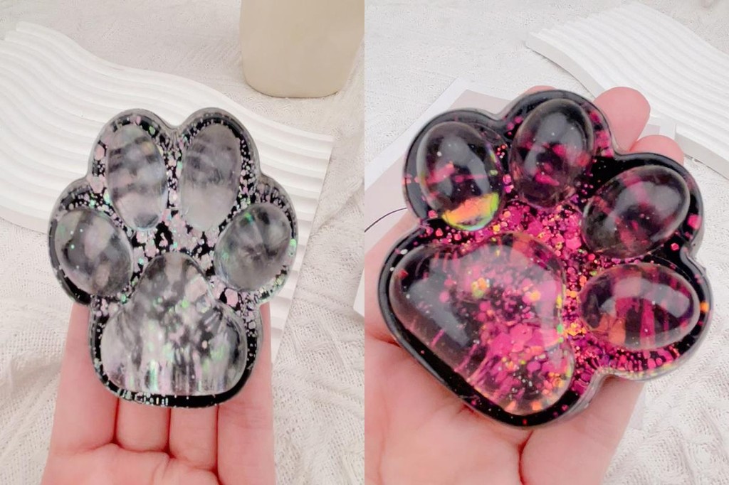 Animal Paw Fidget Toy Handmade Cat Paw Toy Glitter Cat Paw Stress ...