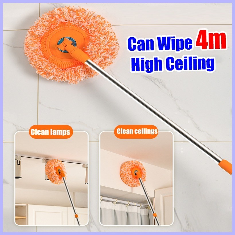 Floor Mops Ceiling Mop Wall Mop with 2m Handle Round Map Lazy Dust ...