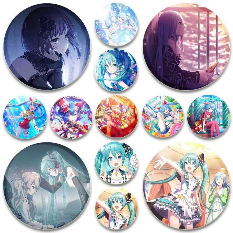 Project Anime Pins Cute Cartoon Girl Miku Badge Round Handmade Tinplate ...