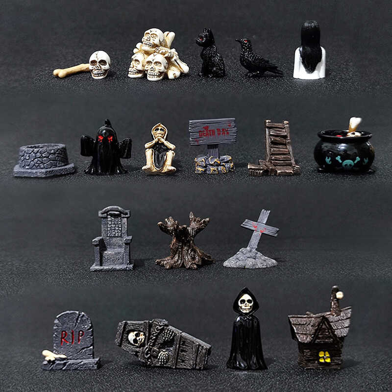 Halloween skull, ghost, demon tombstone, coffin, terrifying and eerie ...