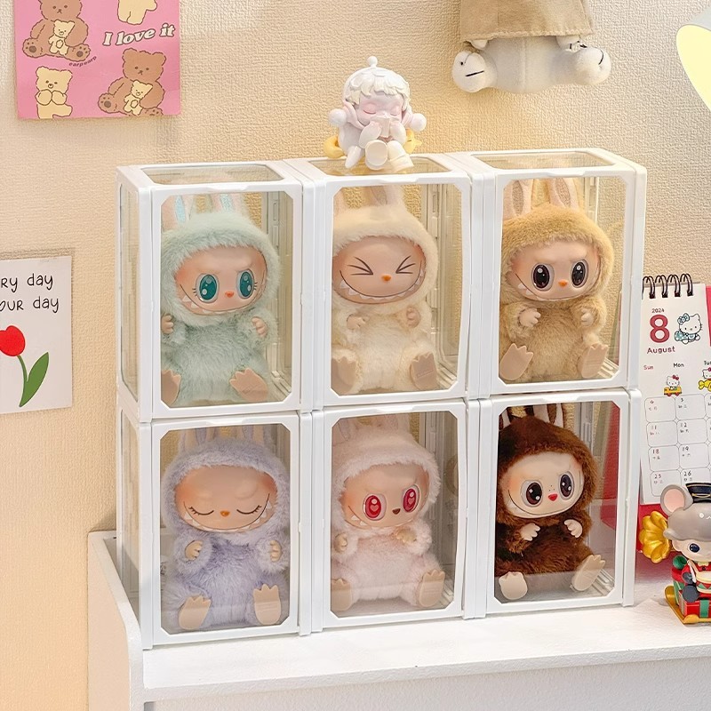 Labubu display box Glass Storage Box labubu Vinyl Doll Storage Box ...