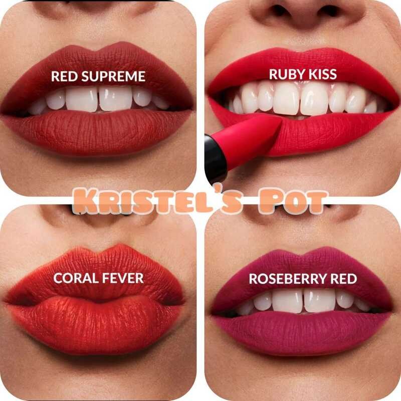 Avon ULTRA MATTE / RUBY Kiss/ CORAL Fever/ ROSEBERRY RED LIPSTICK 3.6G ...