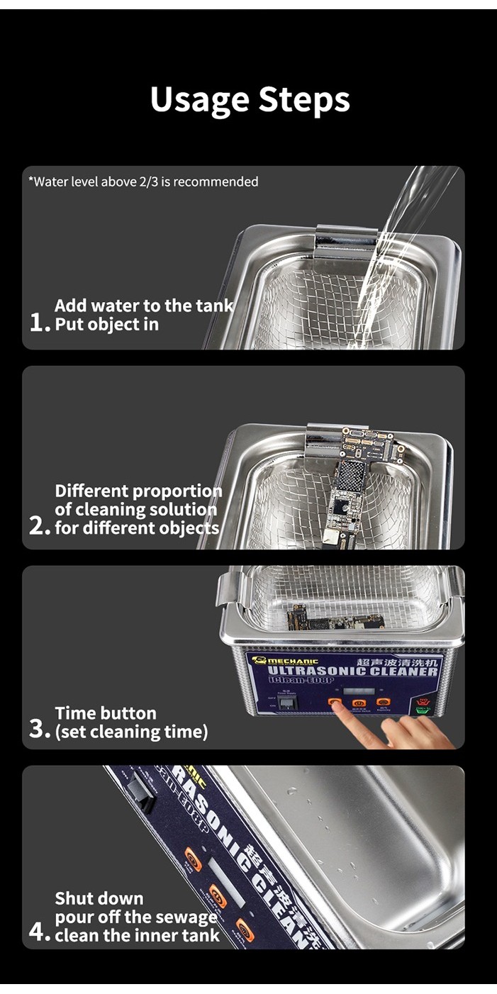 MECHANIC iClean-E08P Ultrasonic Cleaner 80W High Frequency ...