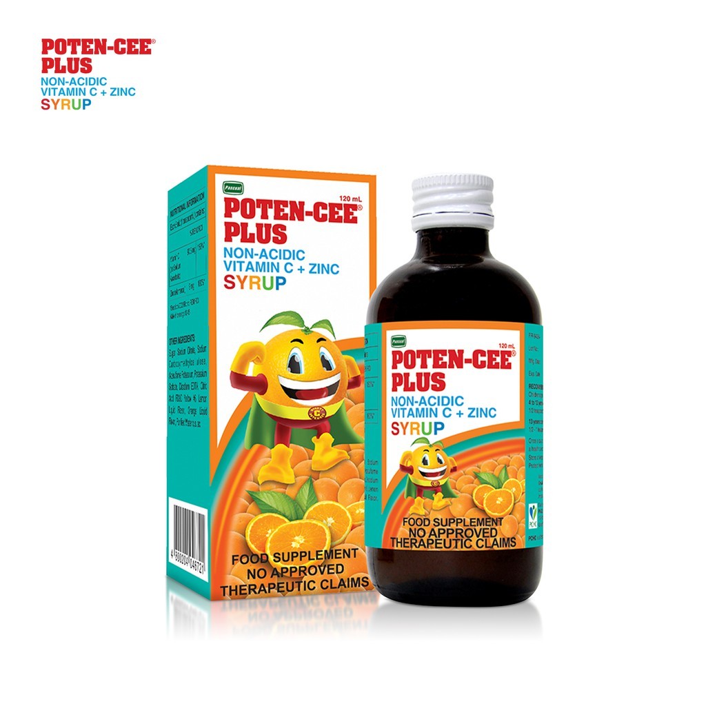 ♞Poten-Cee Plus Non-Acidic Vitamin C + Zinc Syrup 120ml | Shopee ...