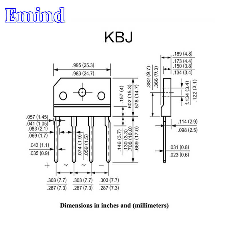 KBJ810 Rectifier 20/50/100/200/500Pcs KBJ8M Stack 8A/1000V KBJ ...