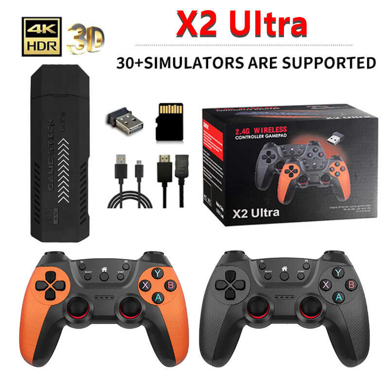 Plus Ultra X2 Gd10 Pro 4K Stick 3D HD Retro Video Game Console Wireless ...