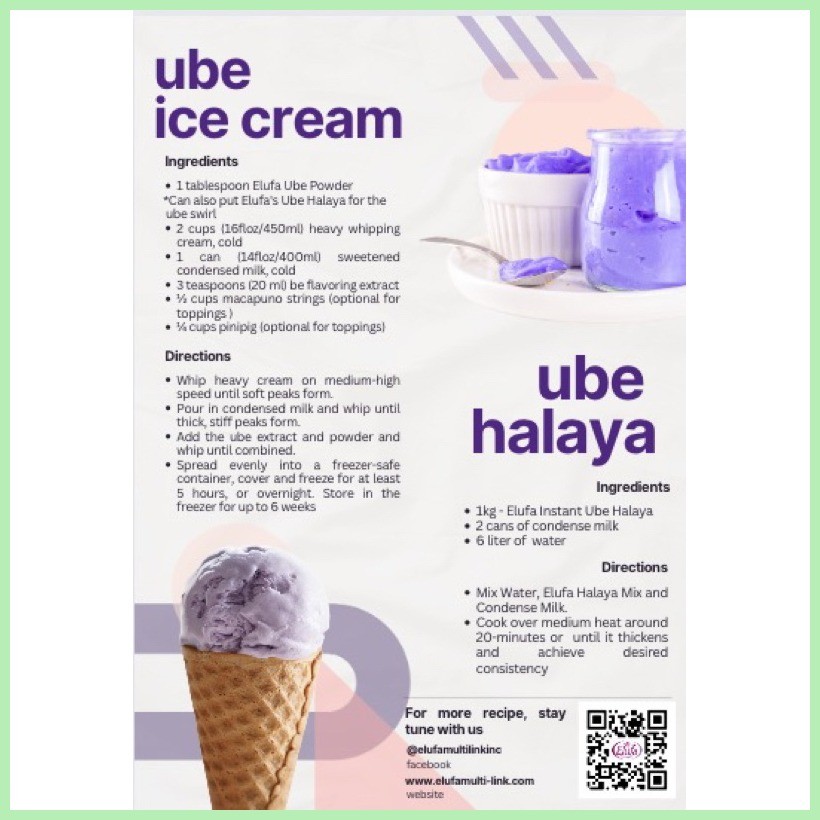 Elufa Ube Powder FP - 1kg (Ube champorado, Ube flan, Ube dough-in cakes ...