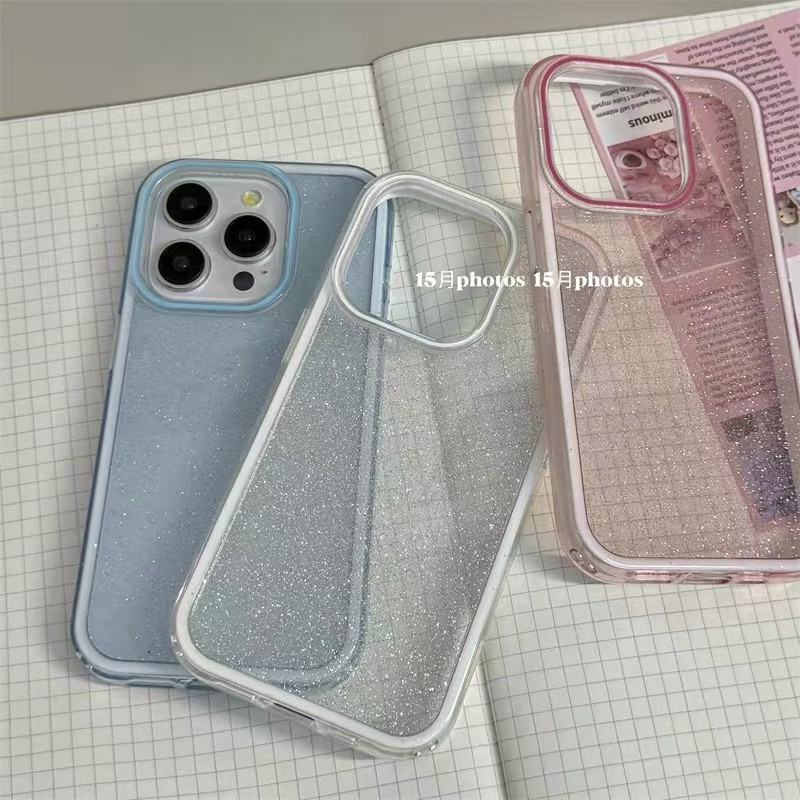Luxury 2-in-1 Semi-transparent Glitter Acrylic Phone Case for iPhone 16 ...