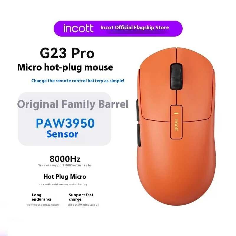 Incott G23 G24 Pro Wireless 8K Dual Mode Paw3950 Sensor Hot Swap Gaming ...
