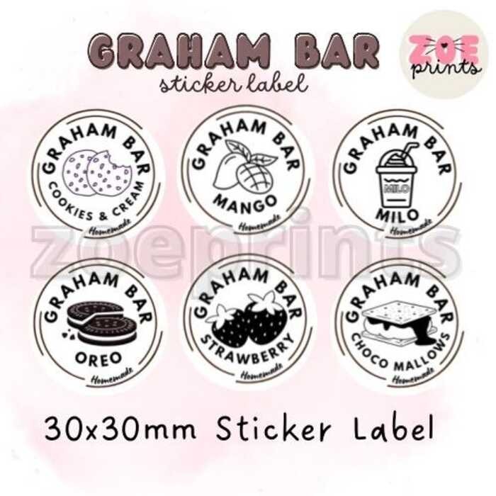 100Pcs Sticker Label For Graham Bar 30Mm Waterproof Black And White ...