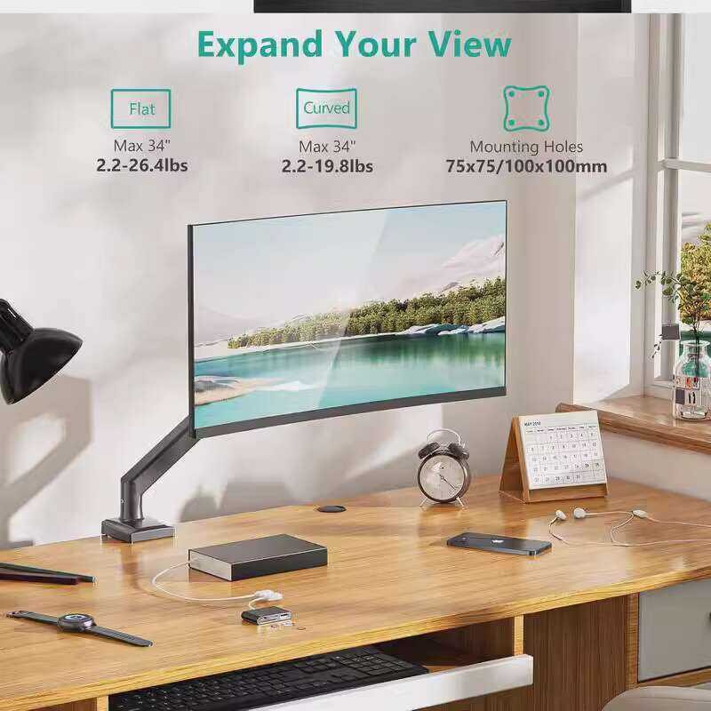 Monitor Stand, Curved Screen Stand, Single Arm Gas Spring Stand ...