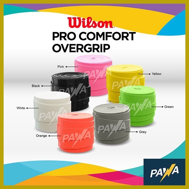Wilson Pro Comfort Overgrip Tennis Badminton Squash (Thin grip 0.6mm ...