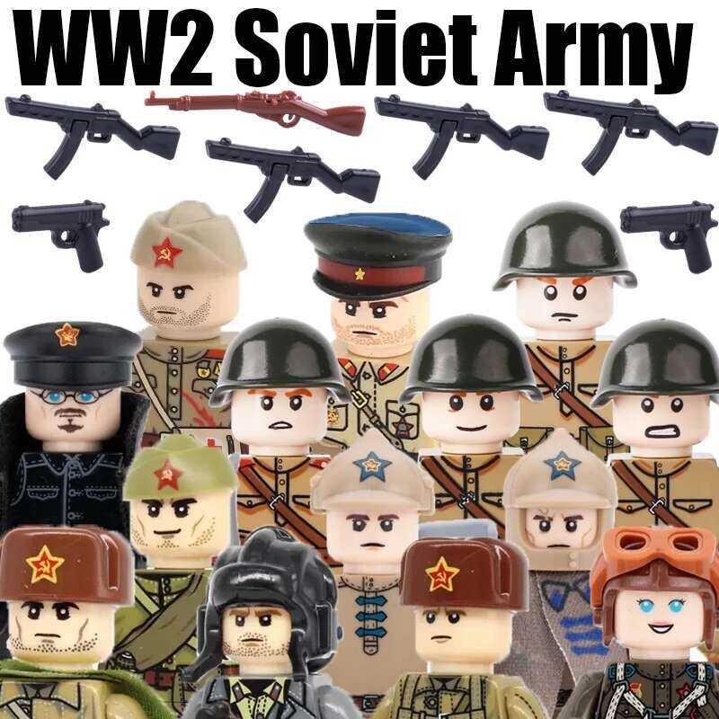 Military Ww2 Soviet Union Soldier Figures Building Blocks Army Officer ...