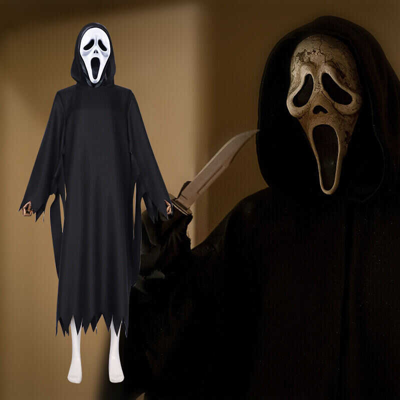Adult Kids Movie Scream Billy Loomis Cosplay Ghost Death Black Robe ...
