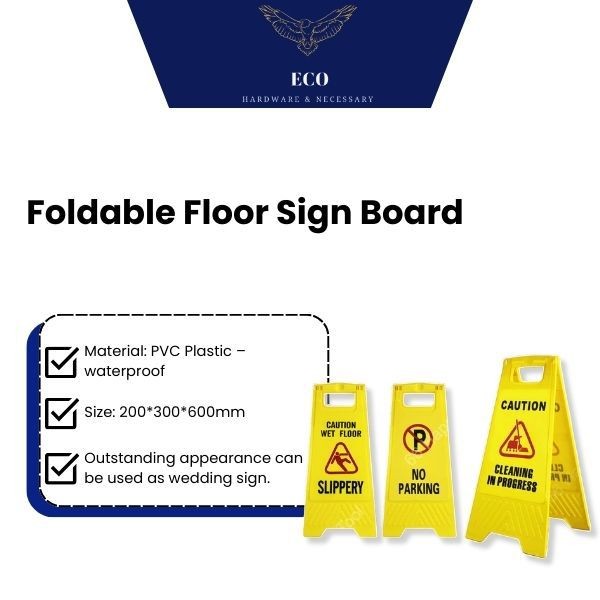 ECO HARDWARE Foldable Floor Sign Board Warning SLIPPERY WET FLOOR ...