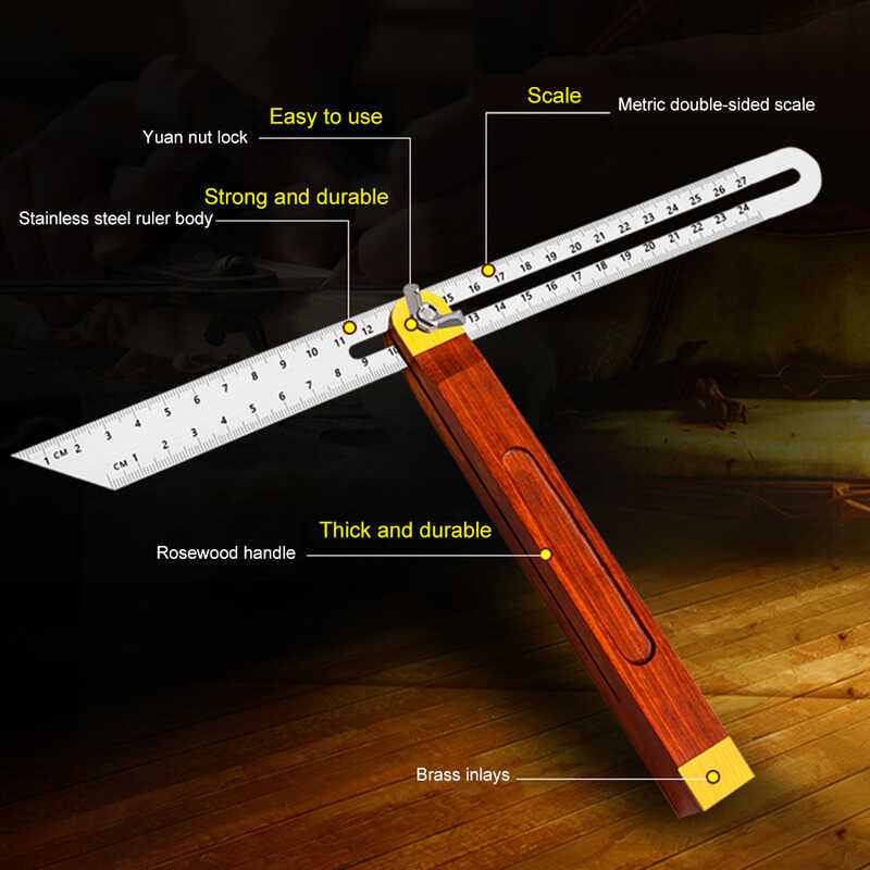Angle 5 Rulers Gauges Tri Square Sliding T-Bevel with Handle Level ...