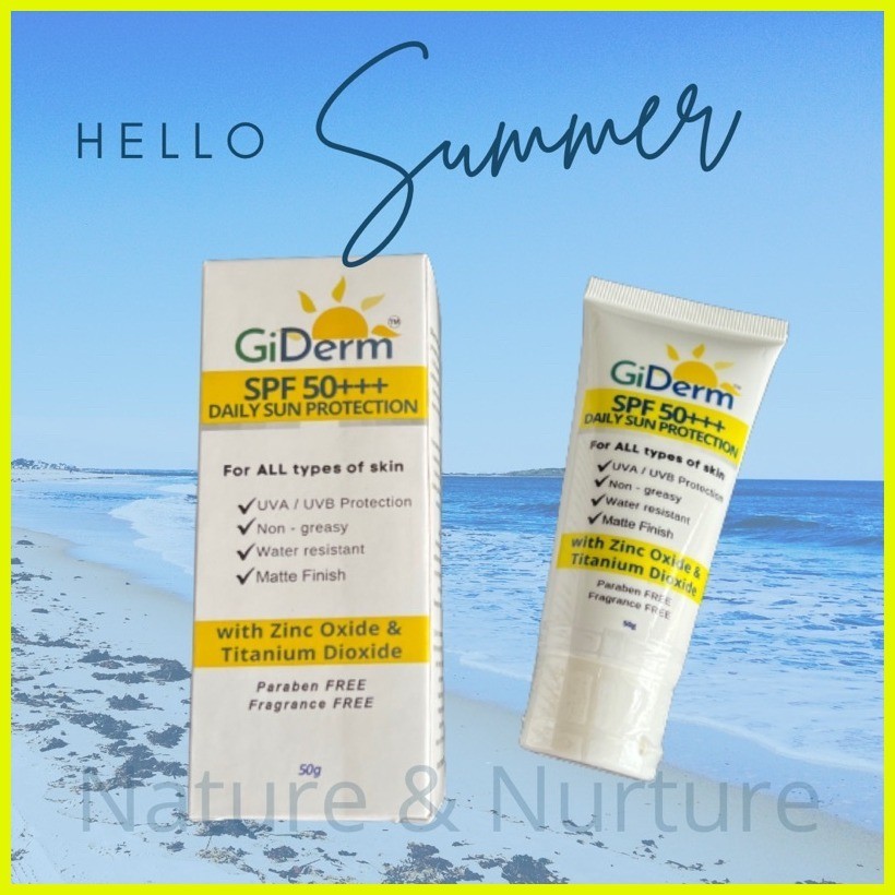 Sunblock Cream with Zinc Oxide and Titanium Dioxide GiDerm SPF50+ Daily ...