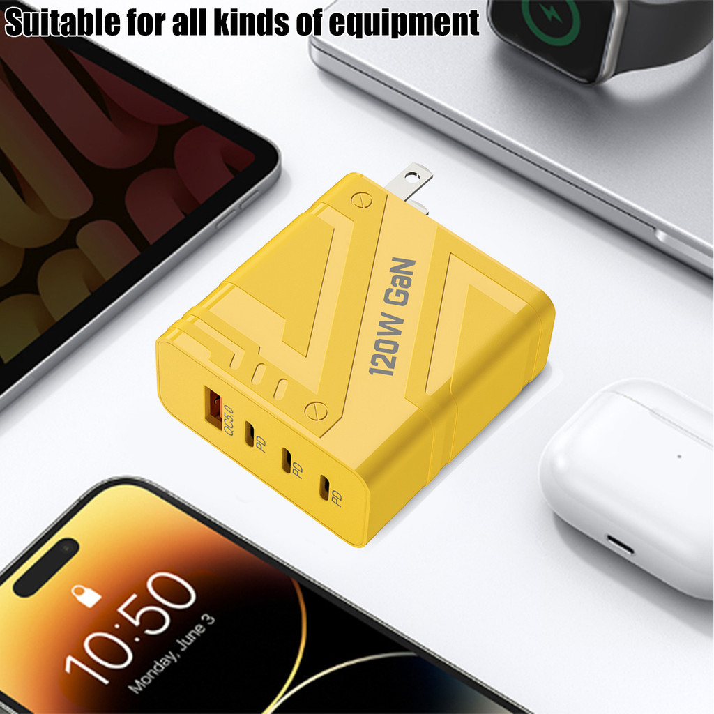 Universal 120W QC5.0 USB Type C 4 Ports Quick Charging Phone Charger - Wall Mounted EU US Plug ...