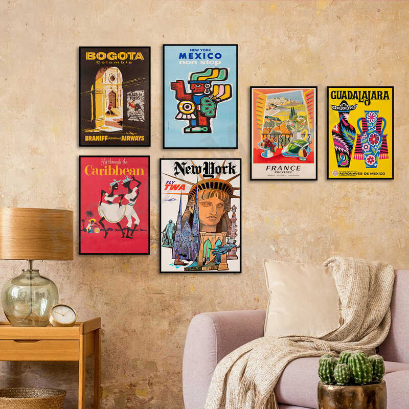 Retro Posters, City poster set, country wall downloads, Digital ...