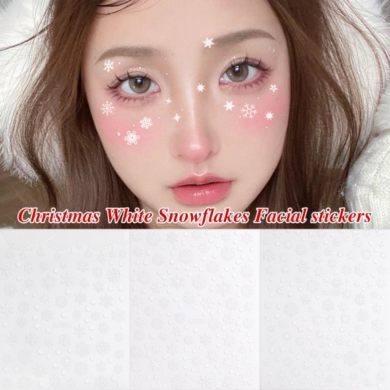 Face Eyes Xmas Party Makeup Tattoo Sticker Christmas White Snowflake ...