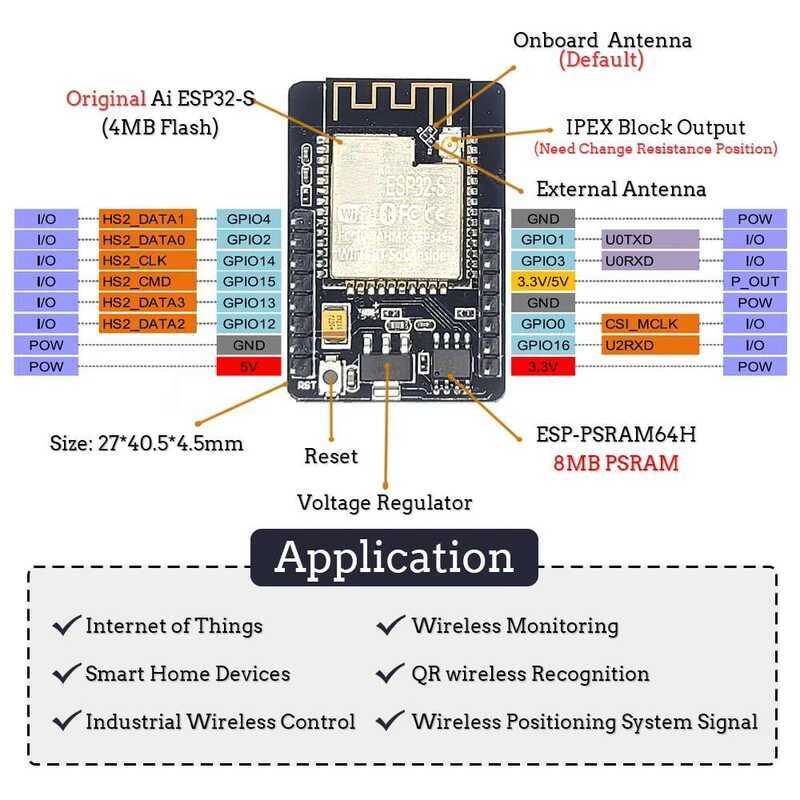606 Orihinal Na Esp32 CAM Kit 2.4 Ghz Wifi Bluetooth 8Mb PSRAM Ov2640 ...