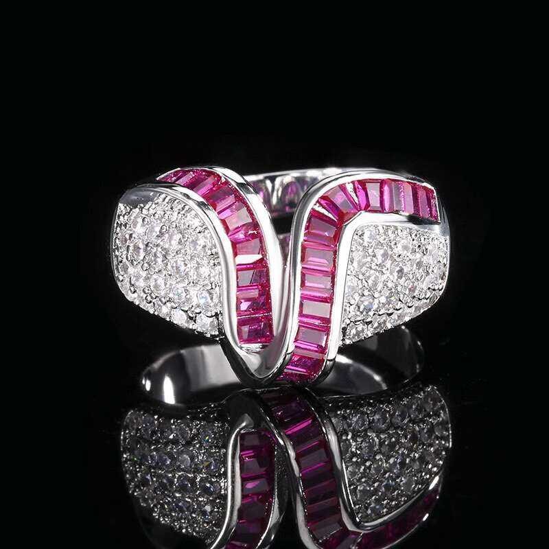n Red Ring Wide Edition Imitation Color Treasure Inlaid Diamond Ring ...