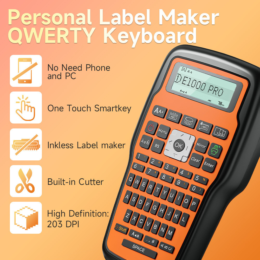 E1000 PRO Portable Printer Label Maker Tze-231 Label Printer Tape ...