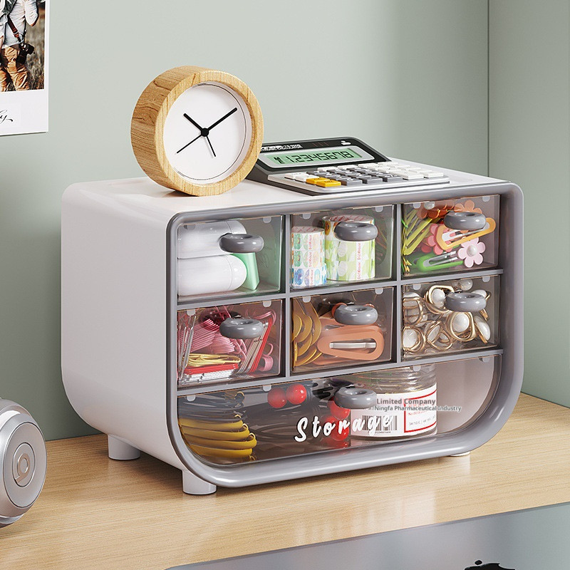 Seven-Ring Handle Multifunctional Storage Box Stationery Desk Organizer ...