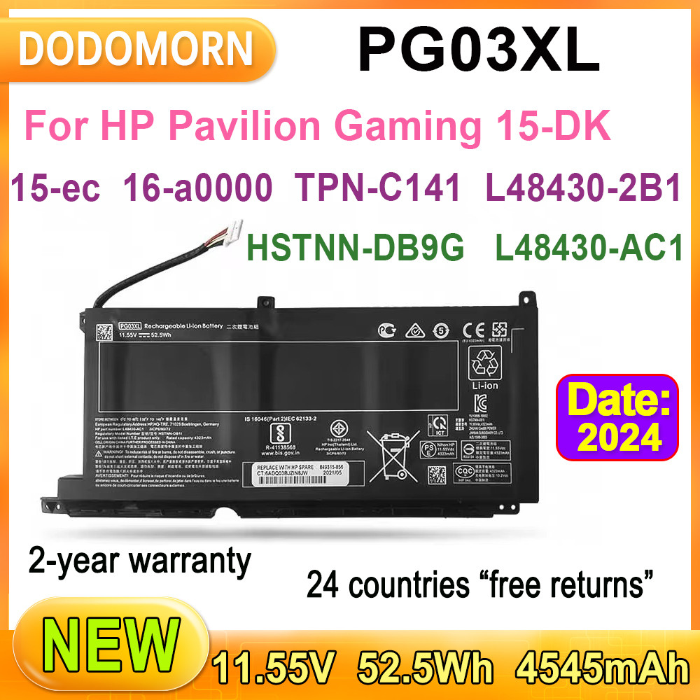 Pg03xl 61 New Laptop Battery For HP Pavilion Gaming 15-Dk Dk0003nq 15 ...