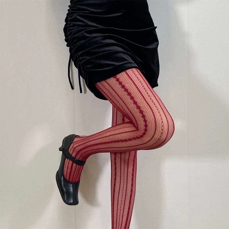 Women Girls Vintage Fishnet Rattan Mesh Lace Pattern Tights Hollowed ...