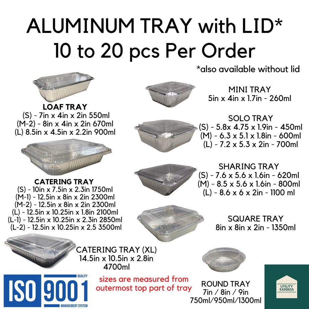 in stock [BIG SIZES] Aluminum Tray with Lid / Aluminum Pan 8x4 / 12.5x8 ...