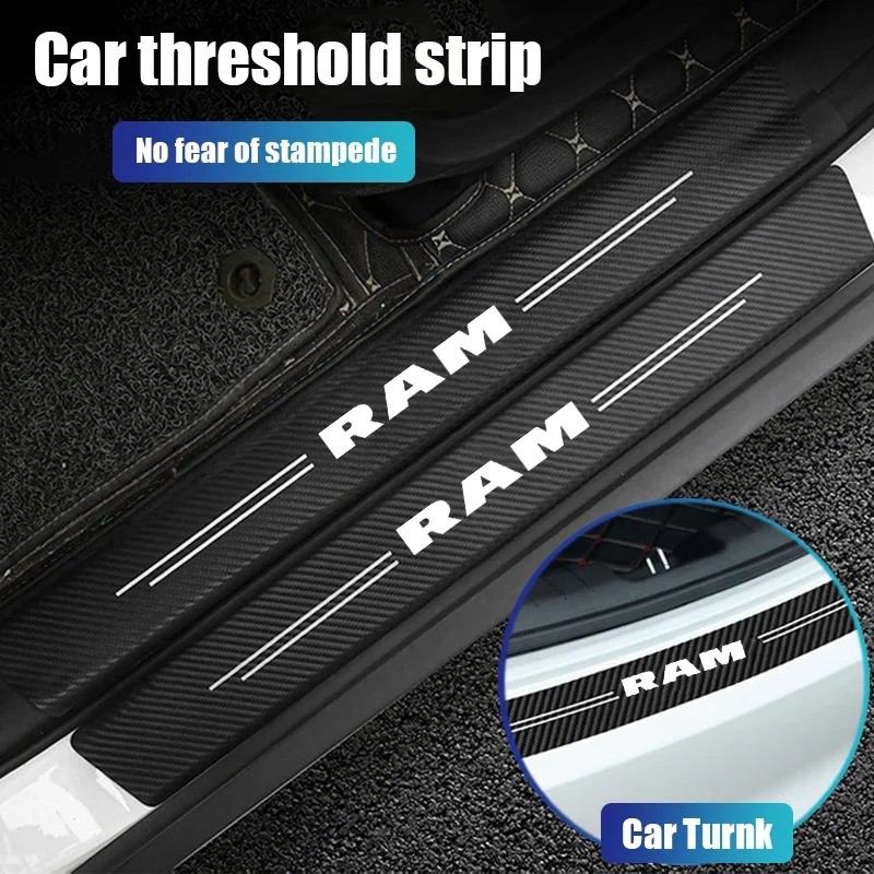 For Dodge Ram Emblem Car Front Rear Door Threshold Guard Stickers ...