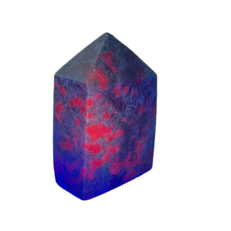Natural Red Crystal Green Sapphire Four-Sided Column Tower Mineral Gem ...