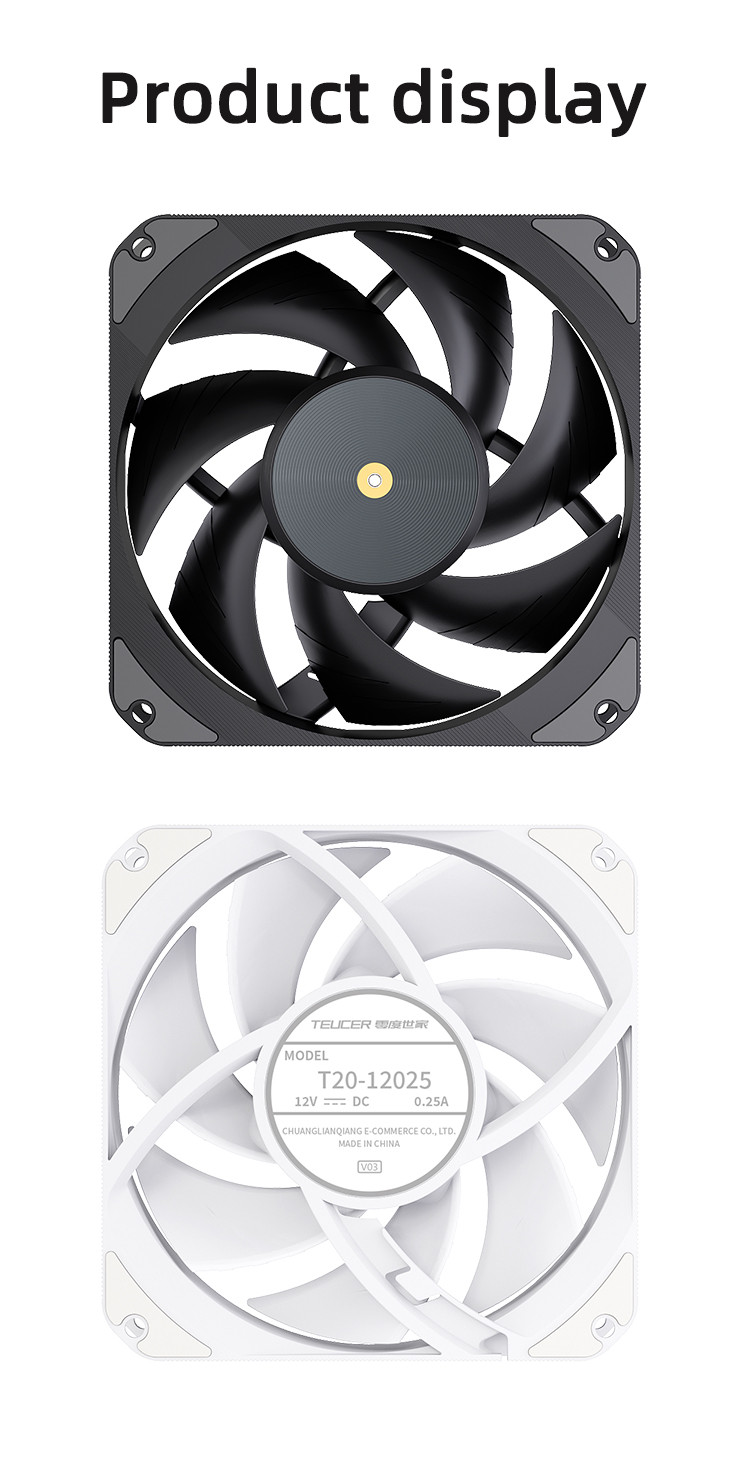 TEUCER T20 PC Fan S-FDB 12V 4Pin 2500RPM High Pressure Chassis Cooling ...