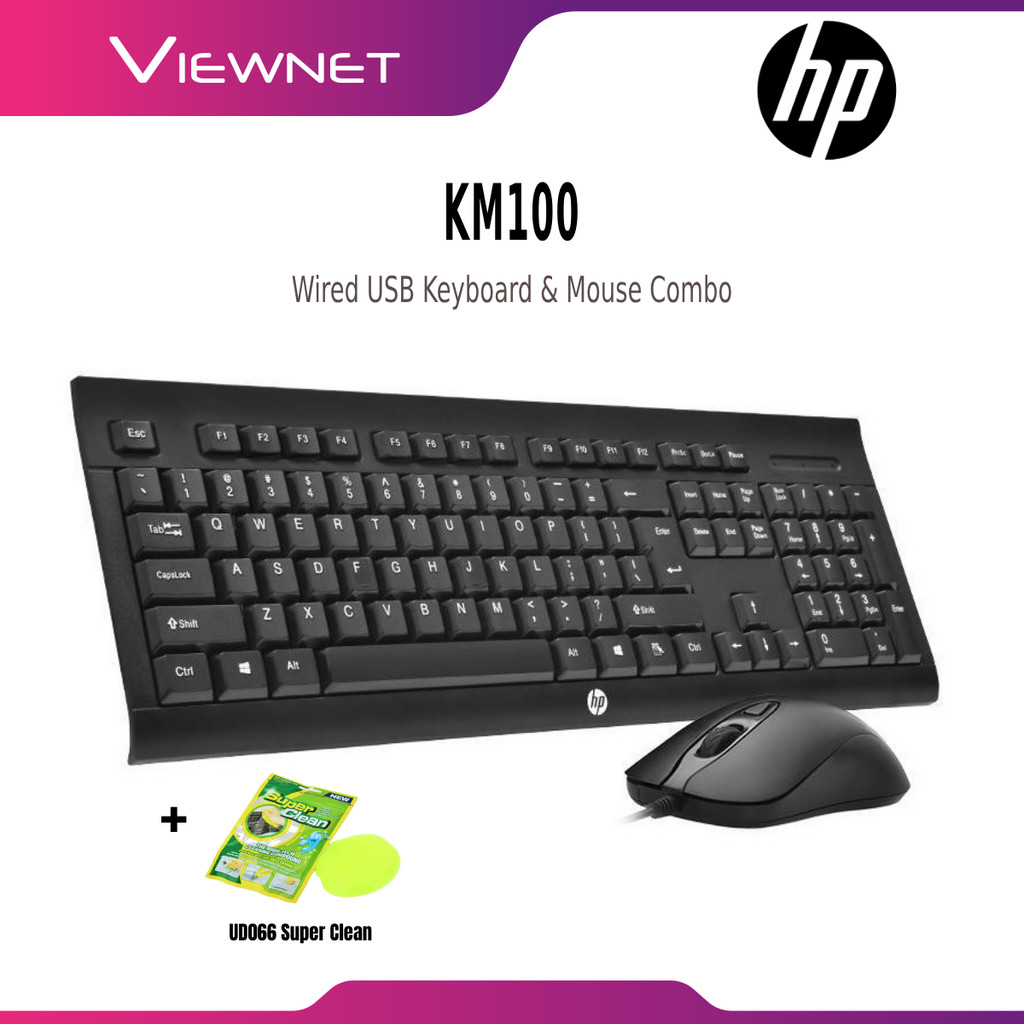 HP KM100 KEYBOARD AND MOUSE COMBO WIRED USB OFFICE DESKTOP PC KEYBOARD ...