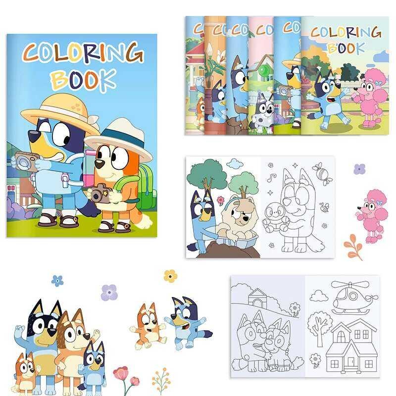 Coloring Bluey 6Pcs/Set Cartoon Animated Character Scenes DIY Color ...